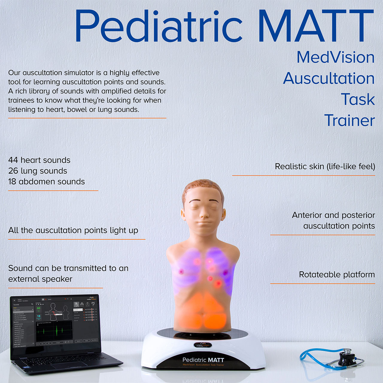 LED兒童聽診模型| PEDIATRIC MATT
